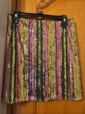 River Island | Skirts | River Island Gold Pink Black Sequin Stripe Mini ...